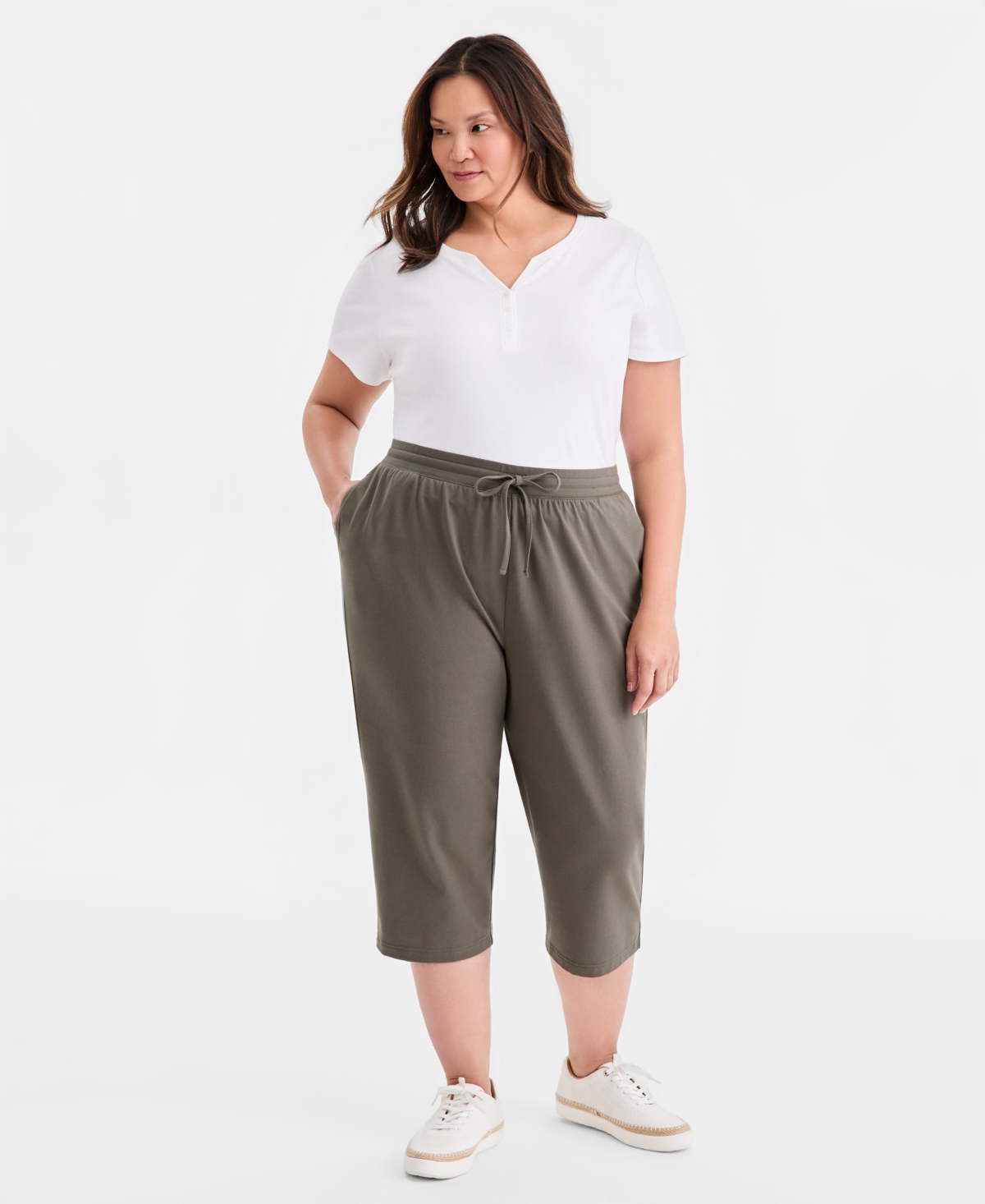 Click here for Style & Co Plus Size Knit Pull-On Capri Pants  Exc... prices