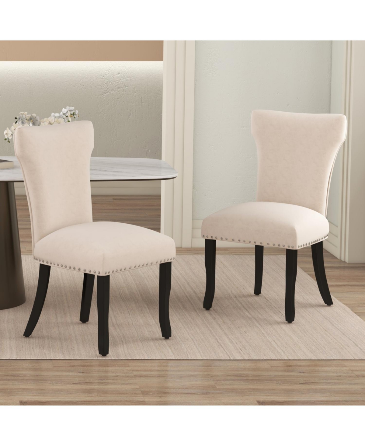 Click here for Streamdale Furniture Velvet dining chair T-strap t... prices