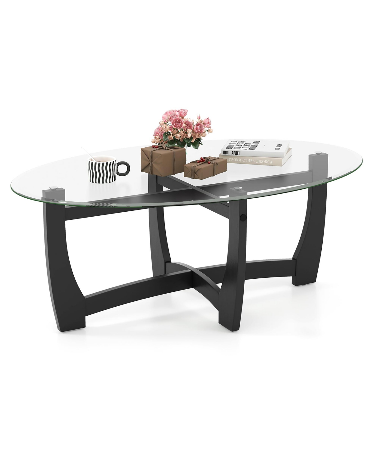 Click here for Gymax Coffee Table Modern Accent Tea Table w/ Rubb... prices