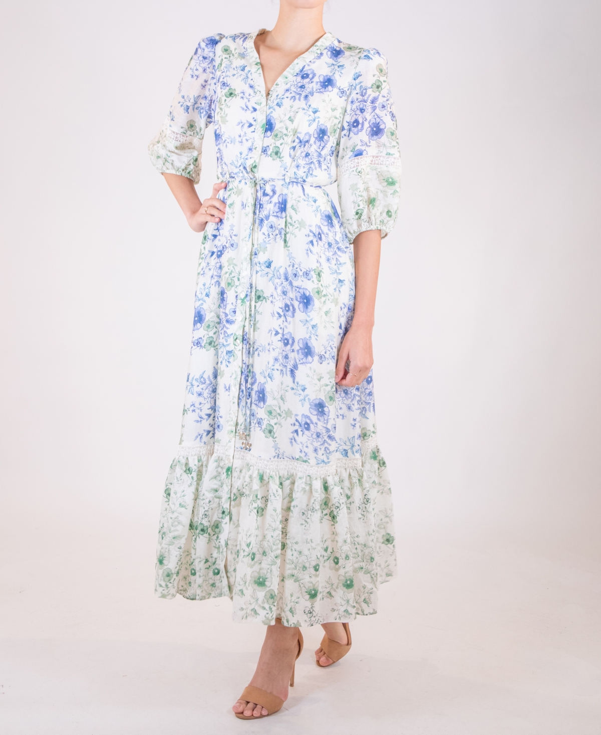 Click here for Taylor Womens Floral Button-Front Dress - Blueberr... prices