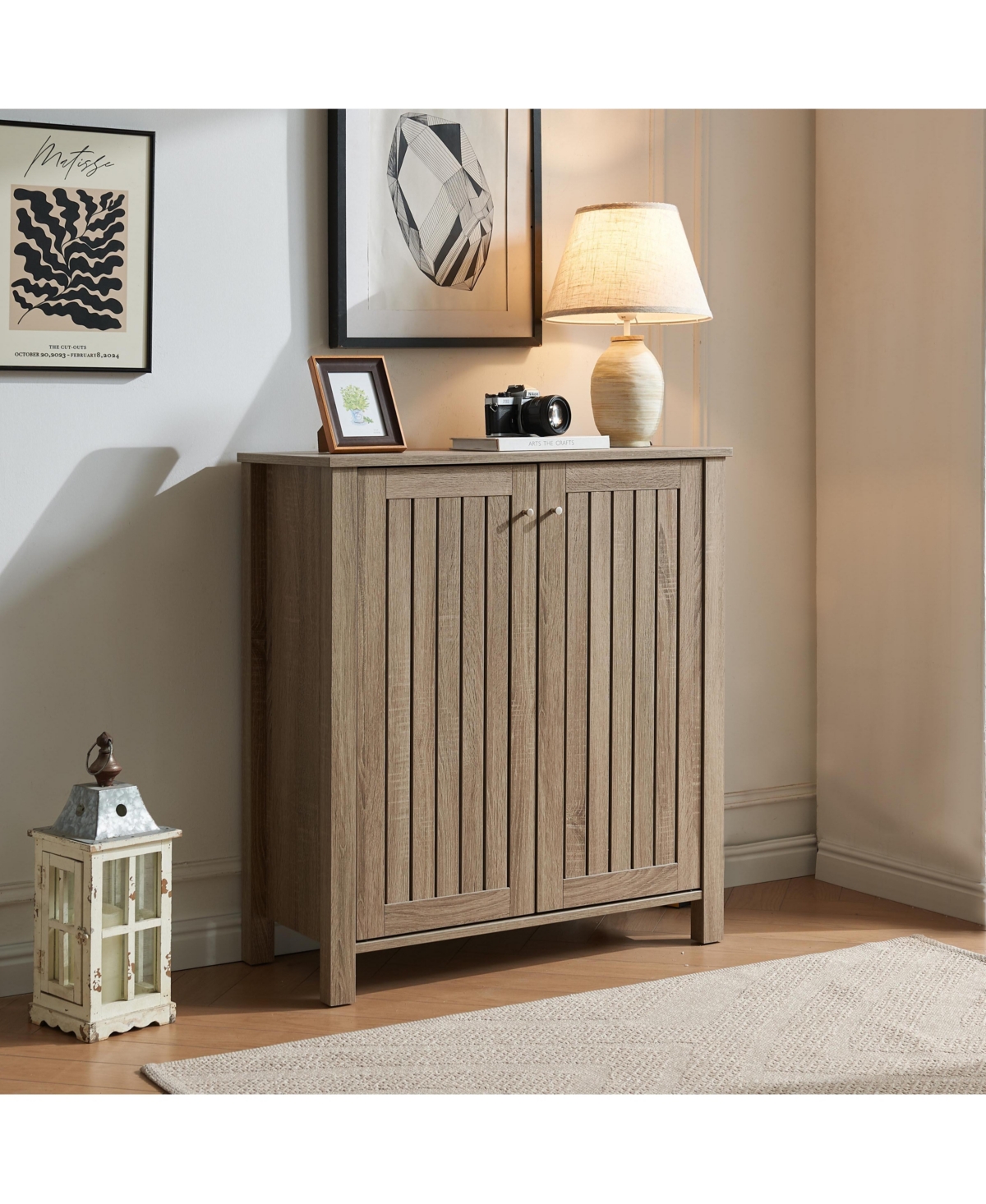 Click here for Lovmor Modern Shoe Cabinet with Vented Slat Doors... prices