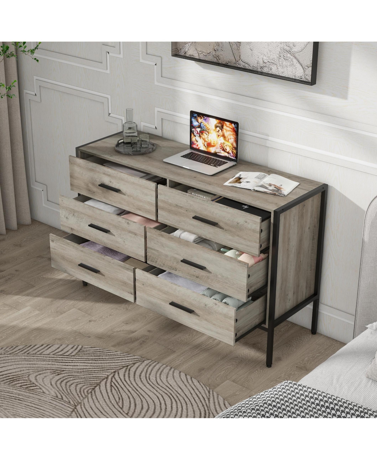 Click here for Lovmor Rustic 6 Drawer Solid Wood Dresser Bedroom... prices