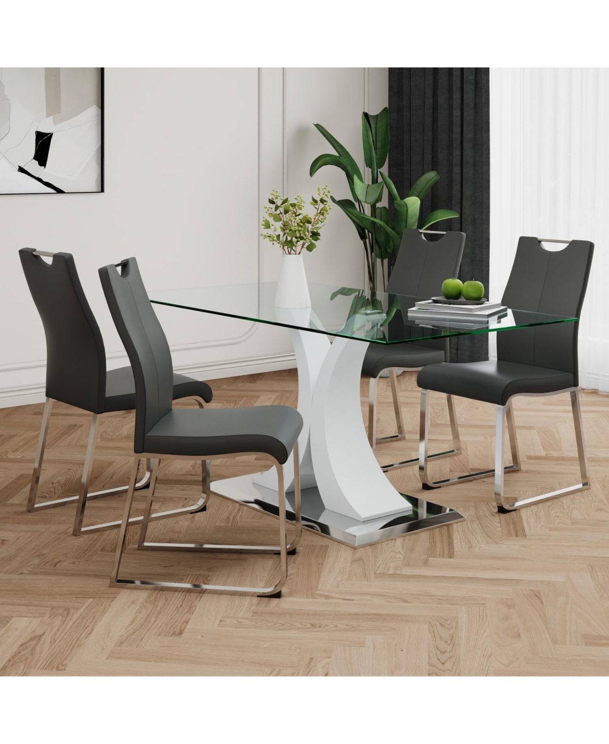 Click here for Streamdale Furniture Modern Glass Table & Charcoal... prices