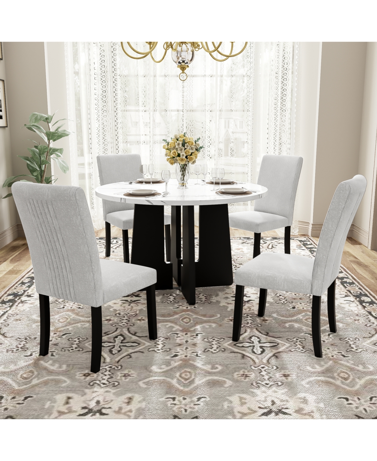 Click here for Streamdale Furniture 5-Piece Round Dining Set with... prices