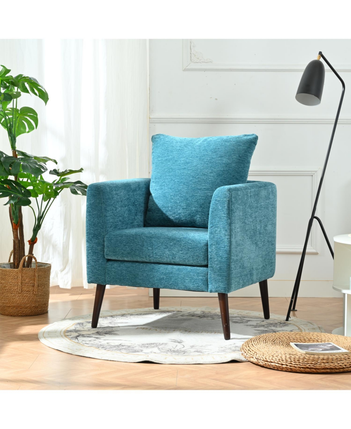Click here for Streamdale Teal Boucle Accent Chair with Wood Legs... prices