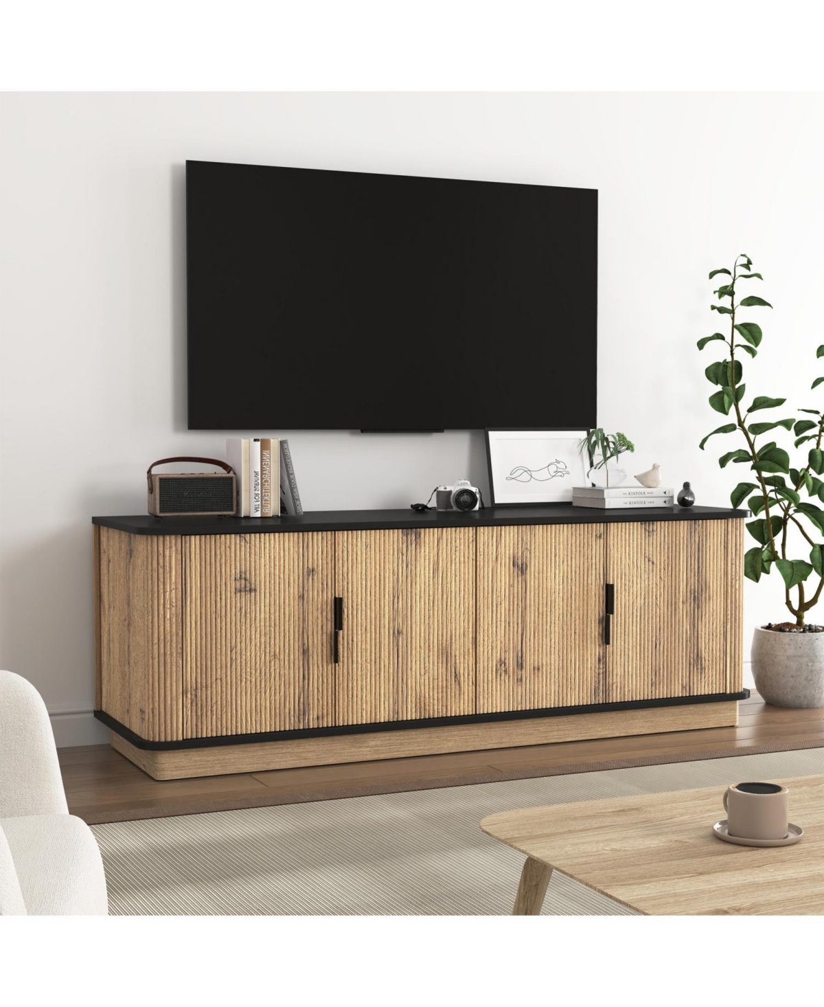 Click here for Streamdale Furniture Wood Grain 4-Door Tv Cabinet... prices