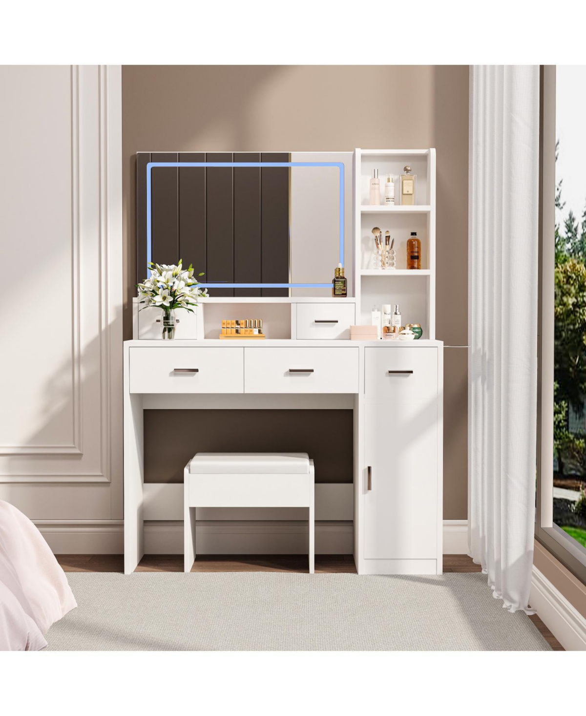 Click here for Streamdale Led Dressing Table with Mirror and Powe... prices