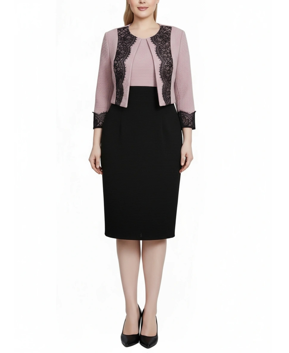 Click here for Ny Collection Womens Lace-Detail 2 Piece Textured... prices