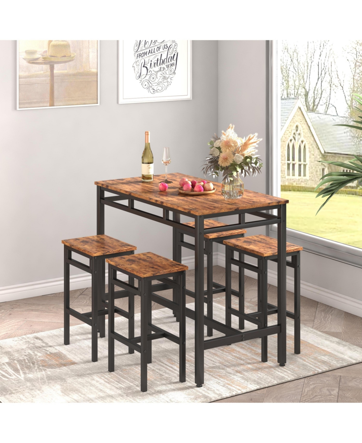 Click here for sumyeg 5-Piece Bar Table Set with Stools  Reinforc... prices