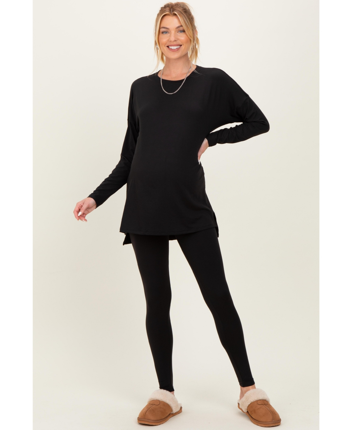 Click here for Pinkblush Maternity Black Brushed Knit Oversized T... prices