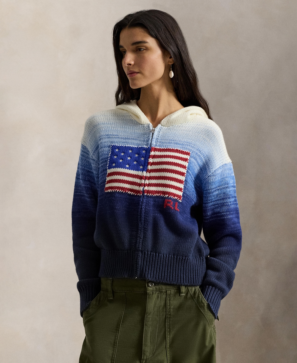 Click here for Polo Ralph Lauren Womens Flag Zip Hoodie - White prices