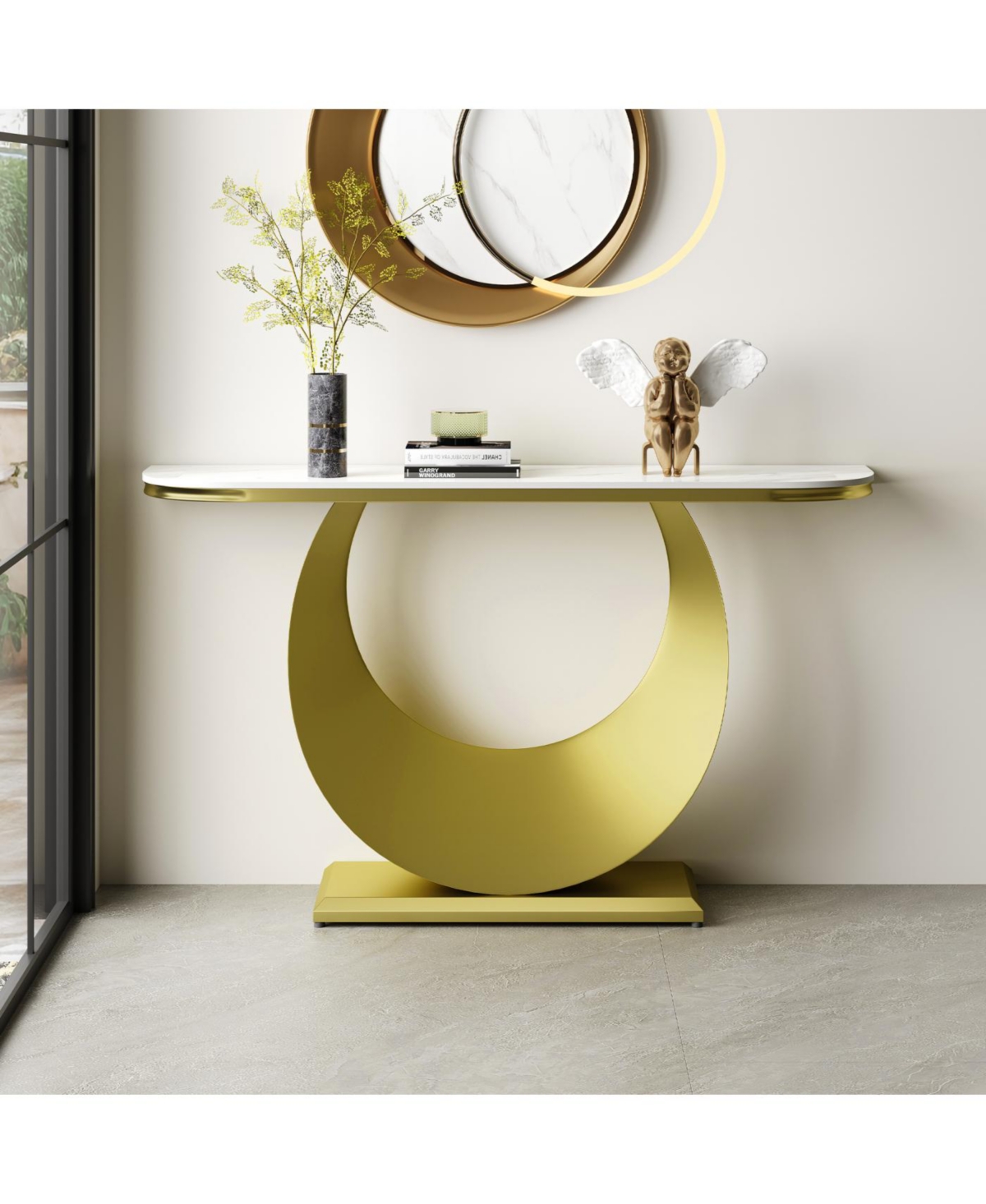 Click here for Streamdale Premium Faux Marble Console Table with... prices