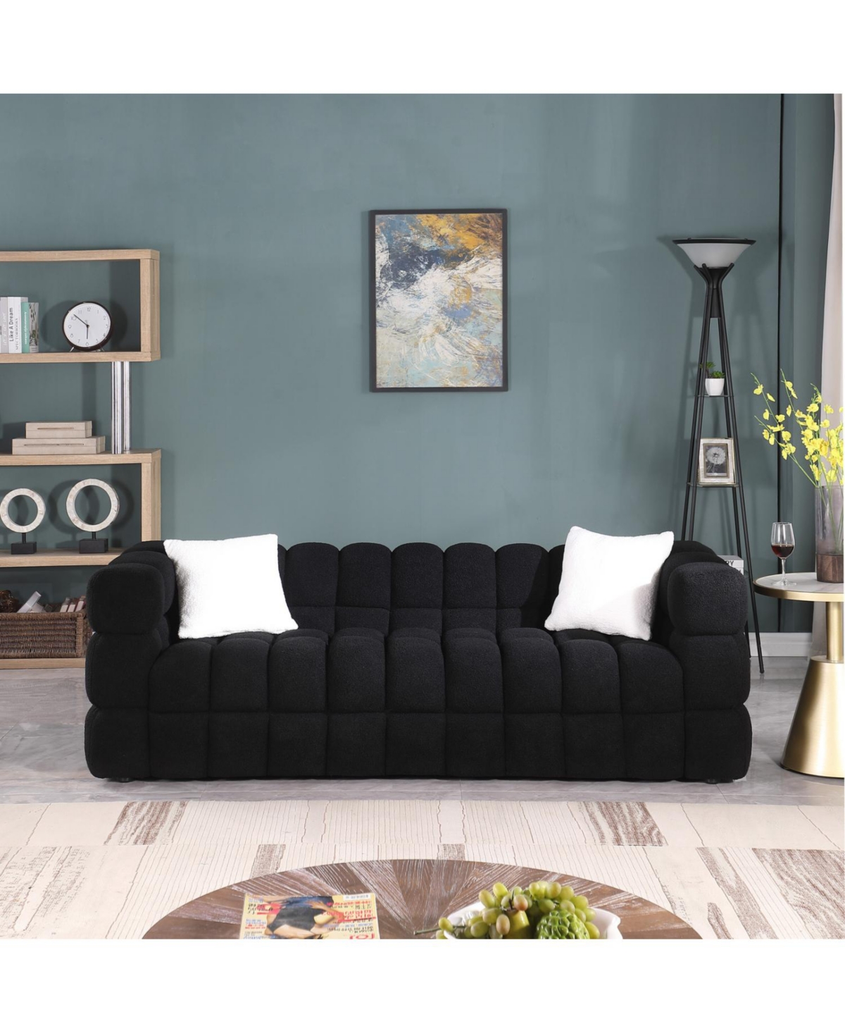 Click here for Streamdale Furniture Black Boucle Marshmallow Sofa... prices