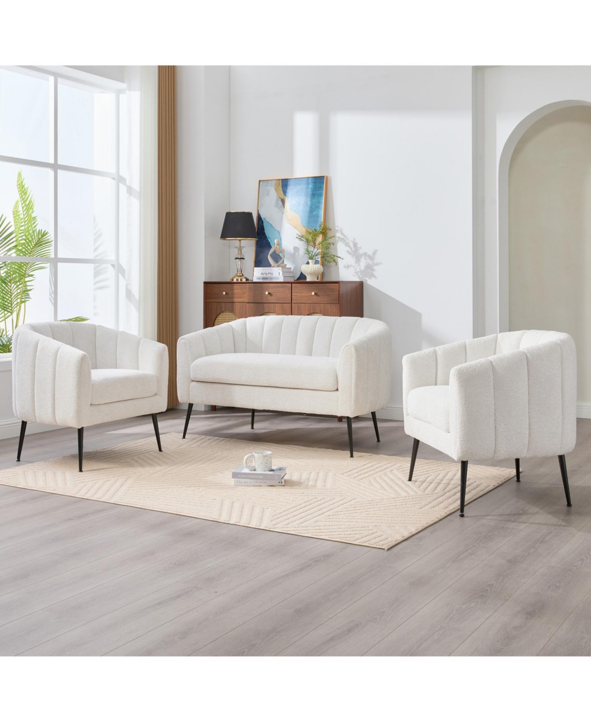 Click here for Streamdale Chenille Sofa Set: Loveseat  2 Chairs... prices