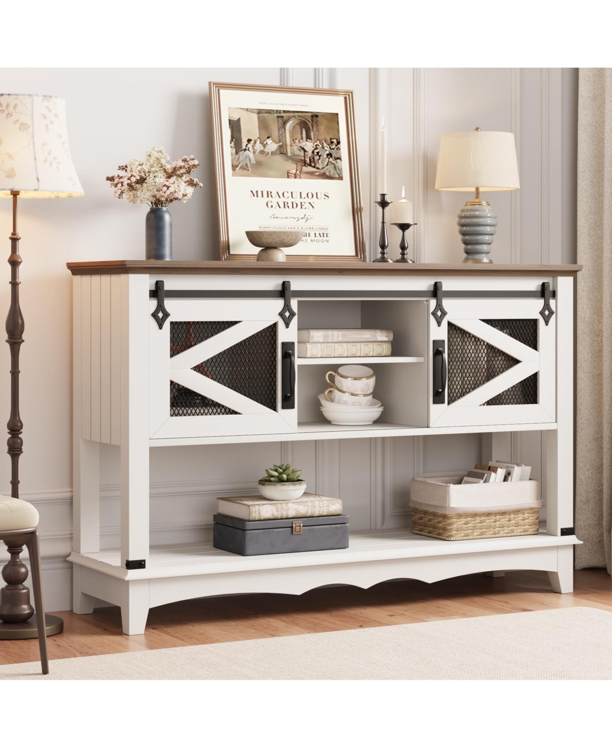Click here for Gaomon 46-Inch Farmhouse Console Table with Cabine... prices