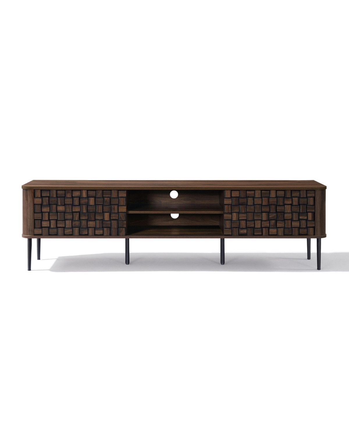 Click here for LuxenHome Dark Oak with Basket Weave Design Manufa... prices