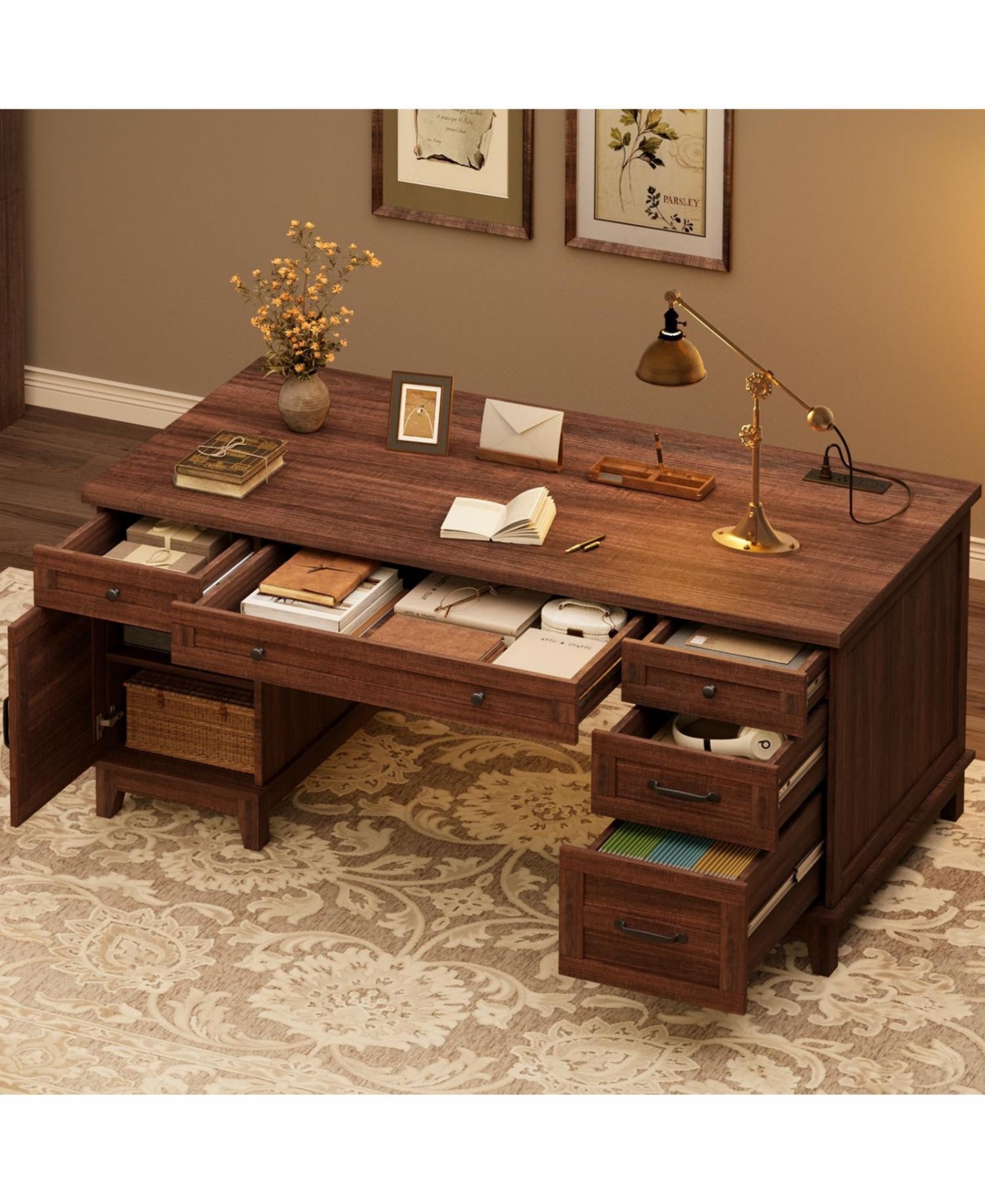 Click here for Gaomon 60" Farmhouse Executive Desk with File... prices