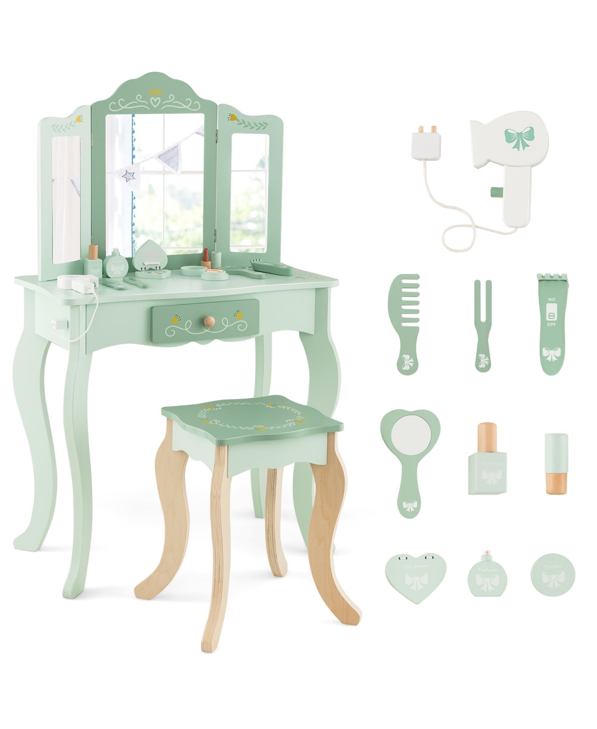 Click here for Gymax Mdf Wood Tri-Folding Acrylic Mirror  Removab... prices