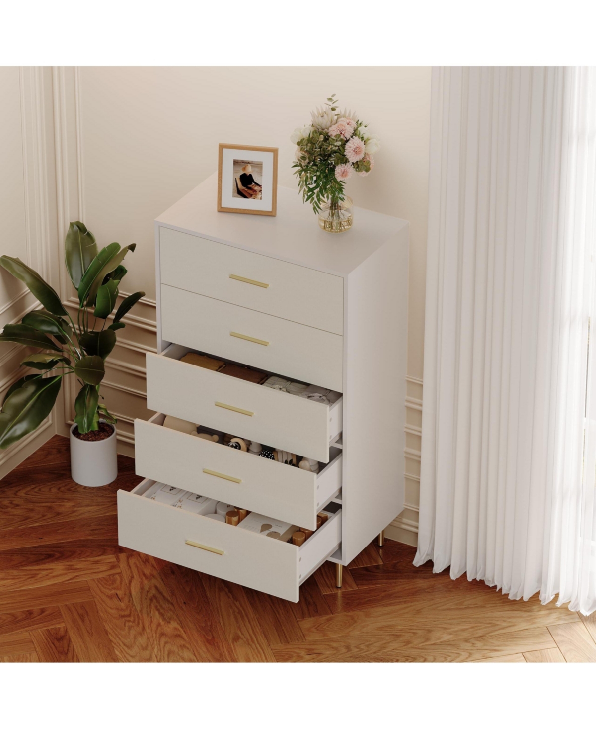 Click here for gaomon 5 Drawer Dresser  Tall Narrow Chest of Draw... prices