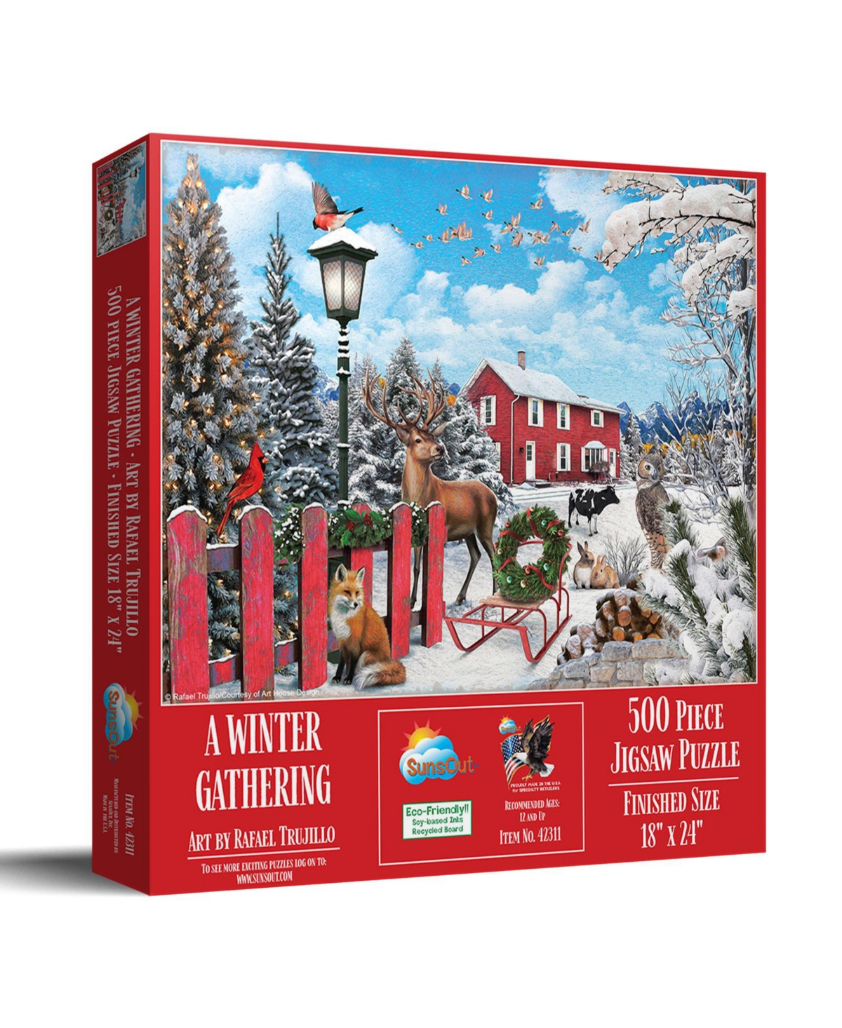 Click here for SunsOut A Winter Gathering 500 piece Jigsaw Puzzle... prices