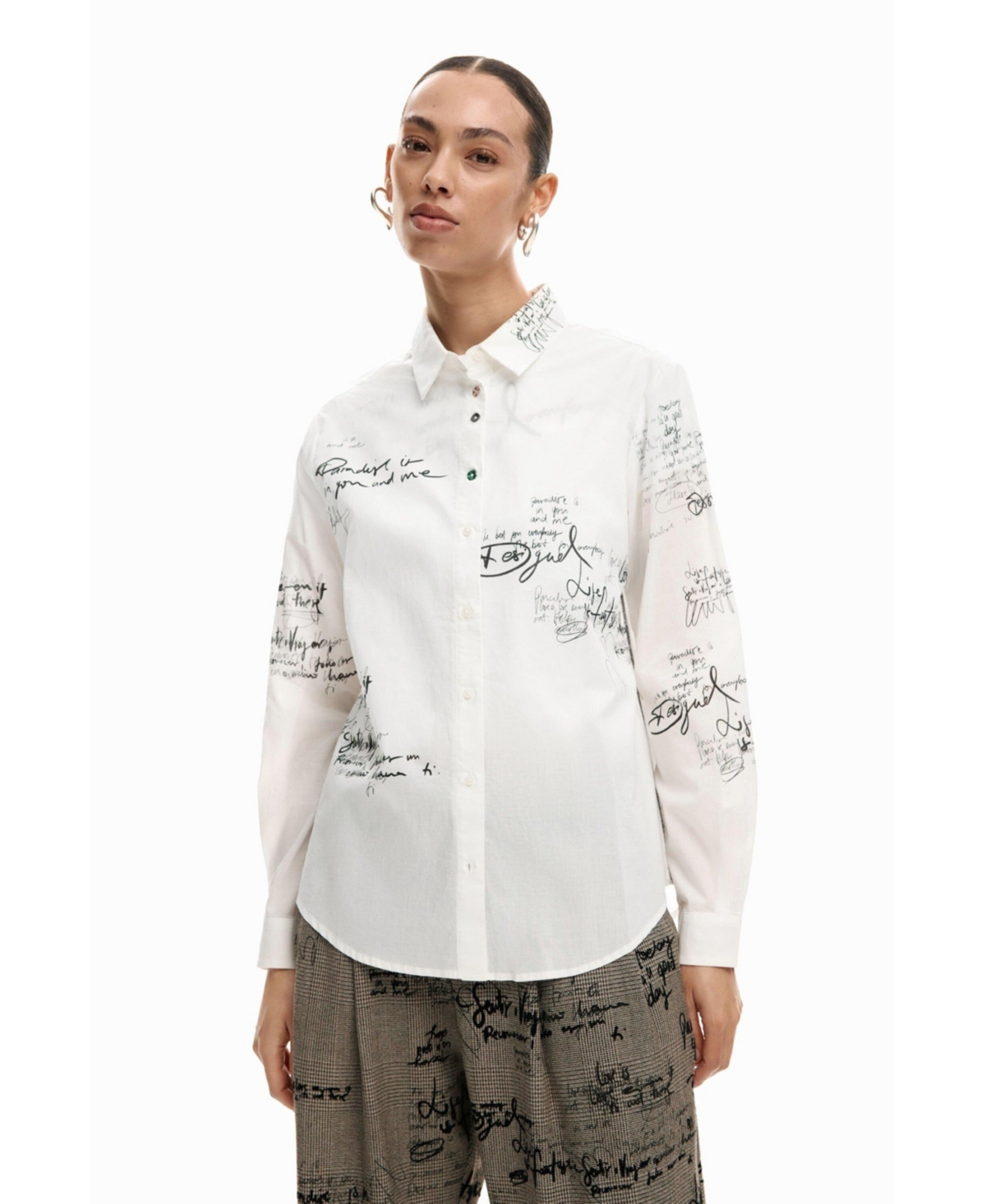 Click here for Desigual Womens Paradise long-sleeve shirt - White prices