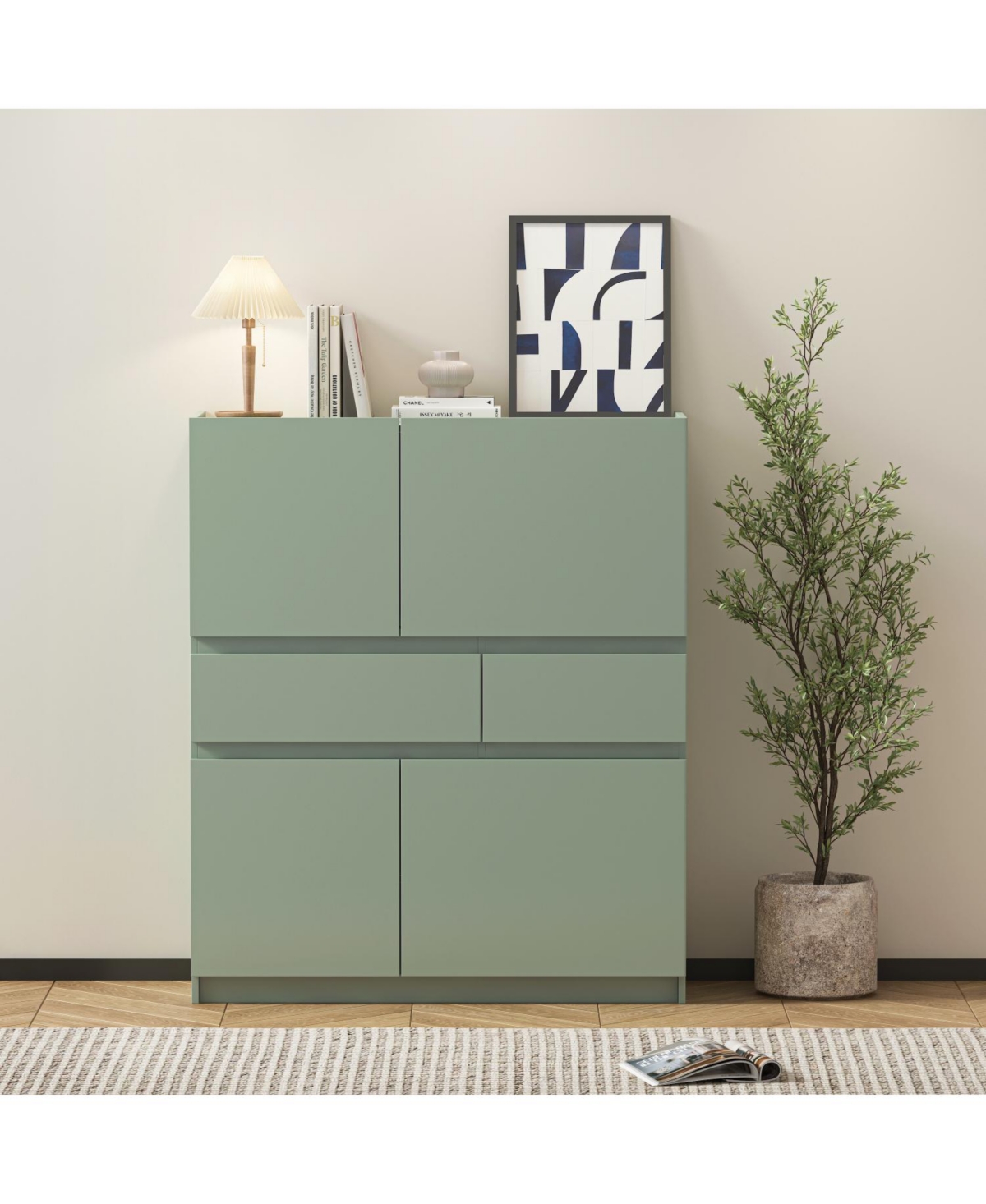 Click here for Streamdale Green wooden storage cabinet with 4 doo... prices