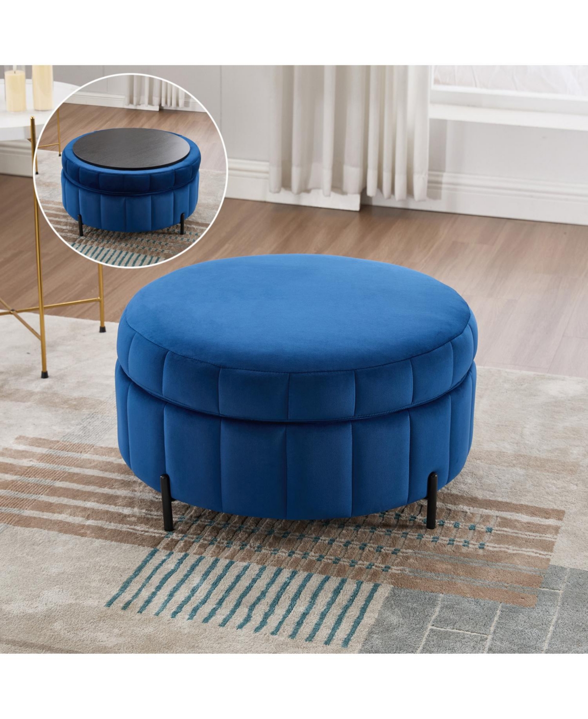 Click here for Streamdale Furniture 31.5" Velvet Round Stora... prices