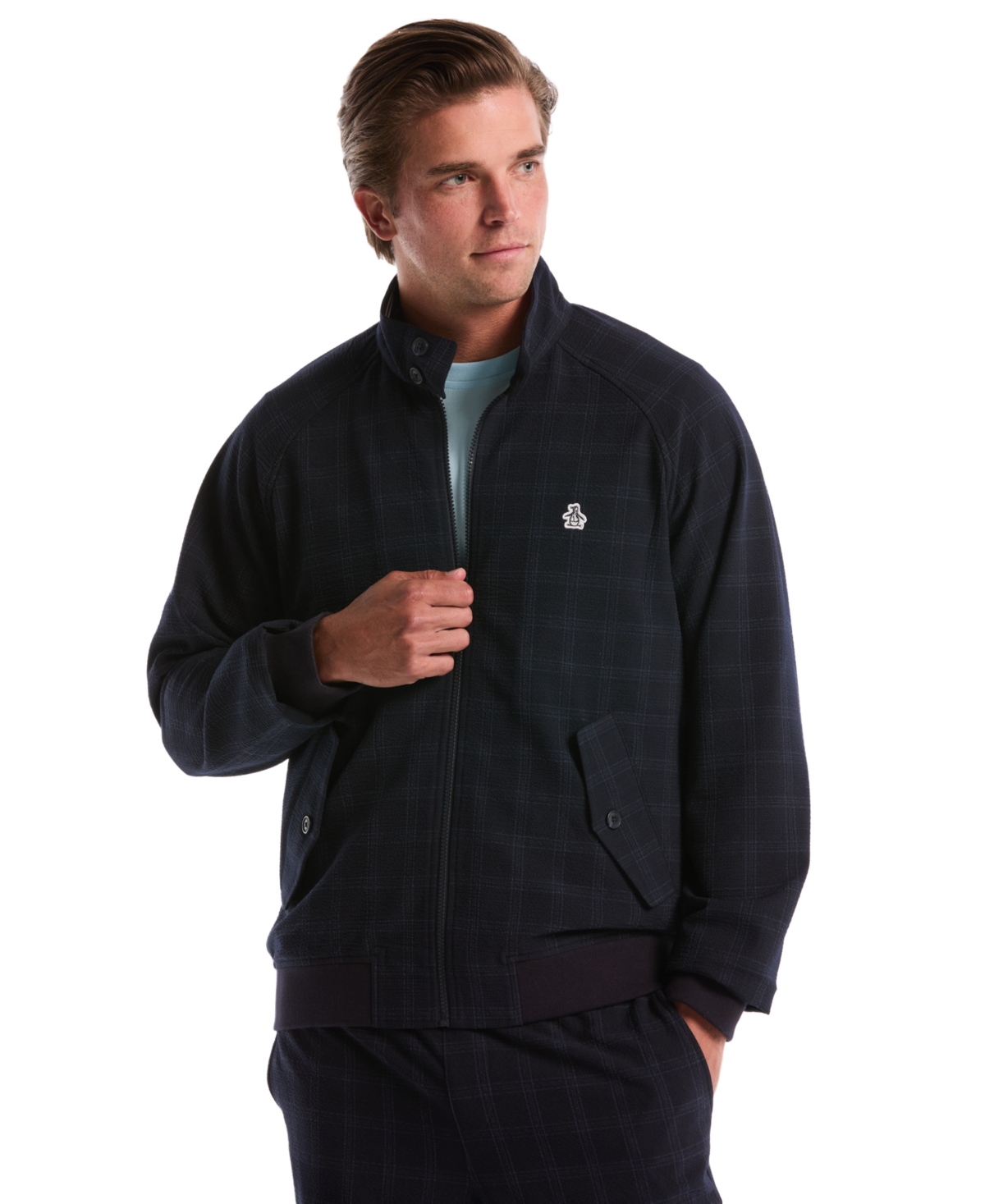 Click here for Original Penguin Mens Plaid Stand-Collar Jacket -... prices