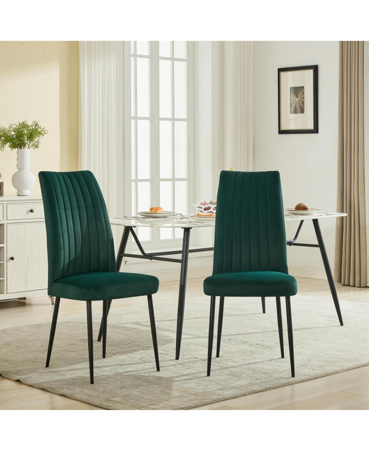 Click here for Streamdale Green Velvet Dining Chairs  Adjustable... prices