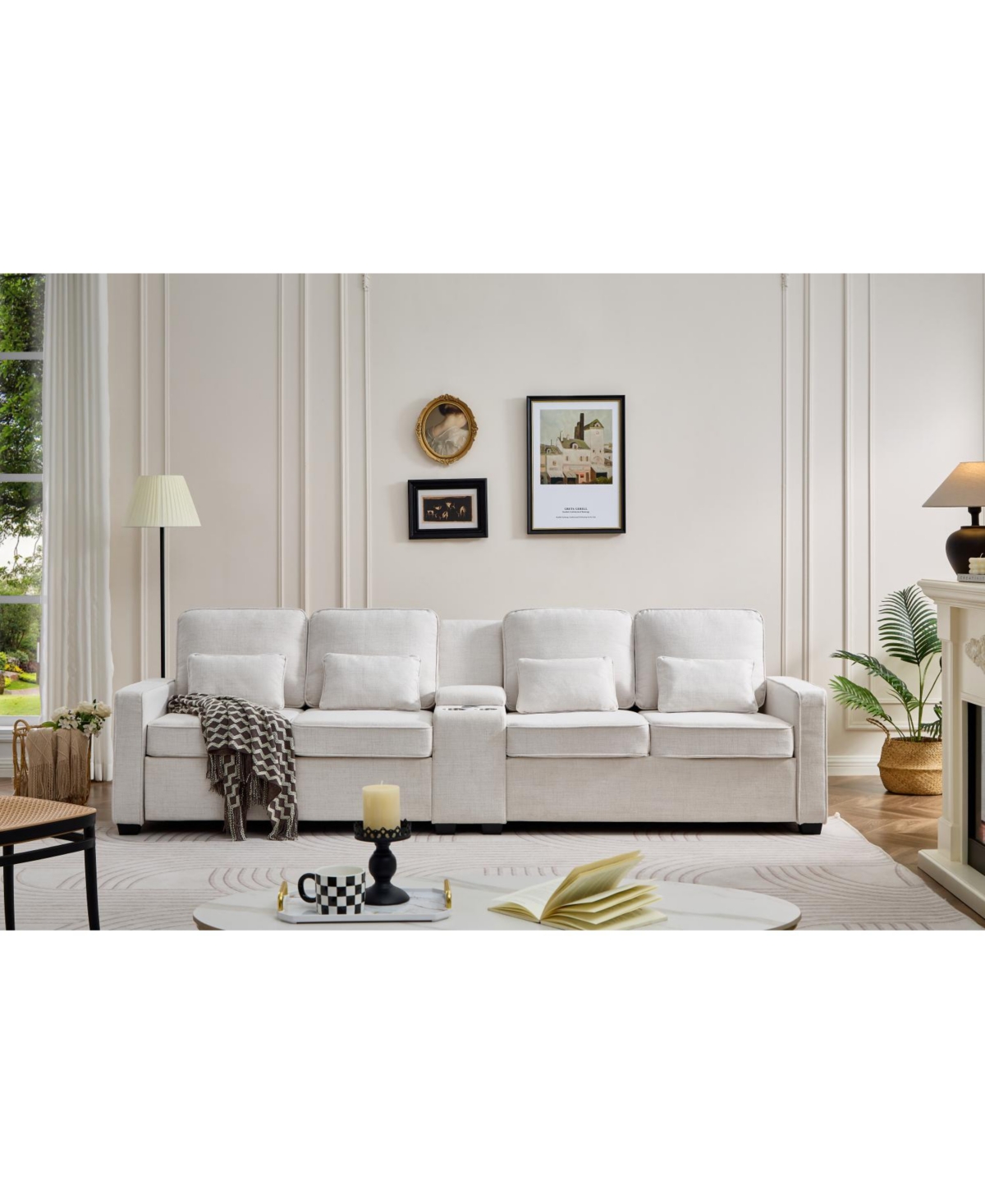 Click here for Streamdale Furniture 114" Sofa w/ Console  Cu... prices
