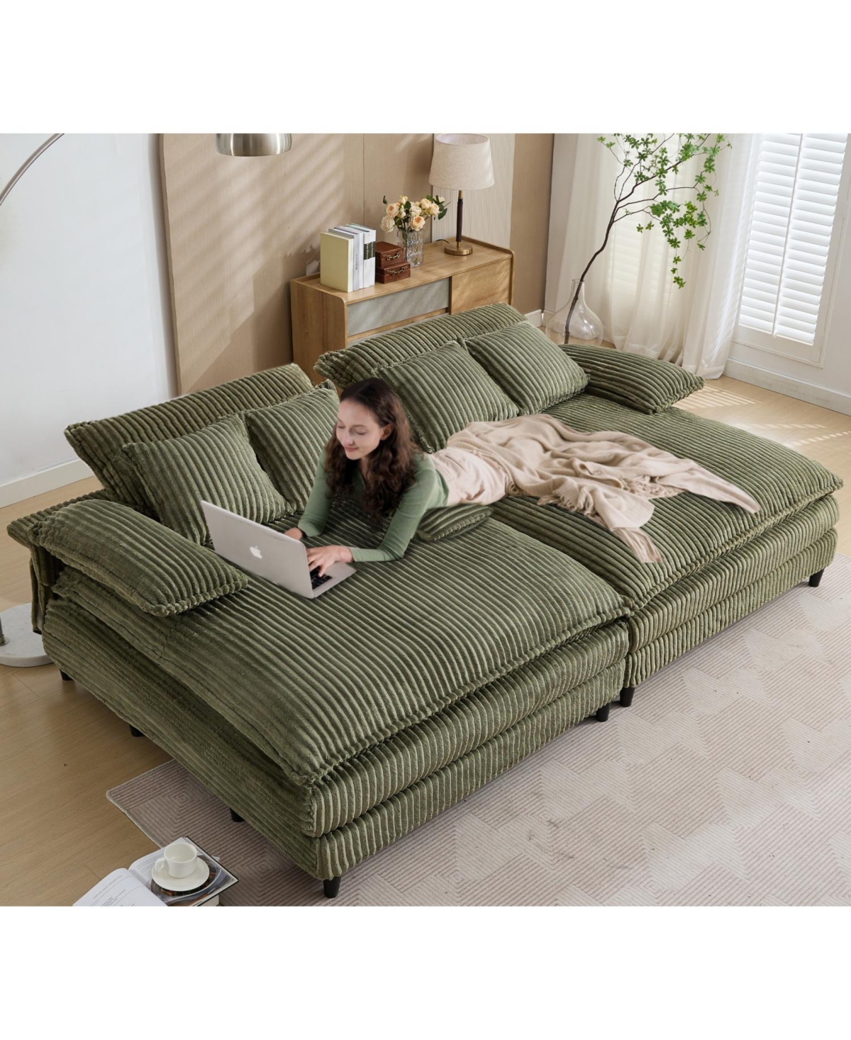 Click here for Streamdale Furniture Oversized Corduroy Chaise Lou... prices