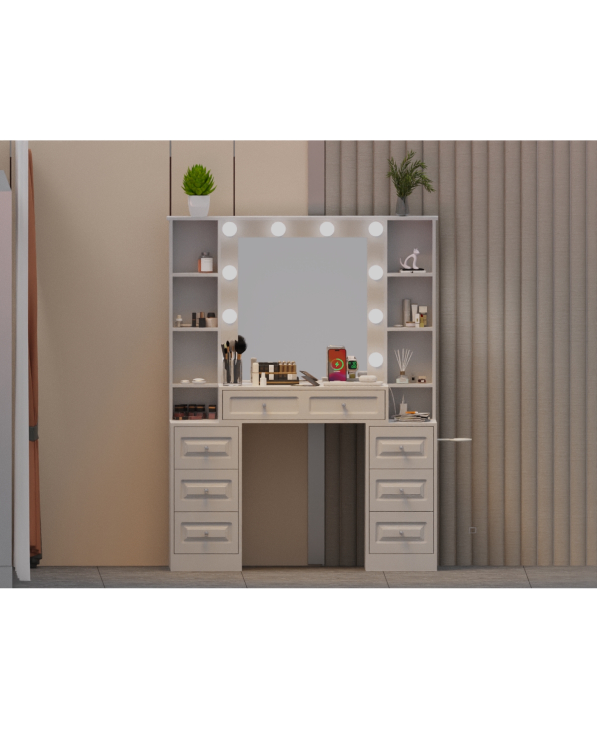 Click here for Streamdale Furniture Vanity Desk with Lighted Mirr... prices