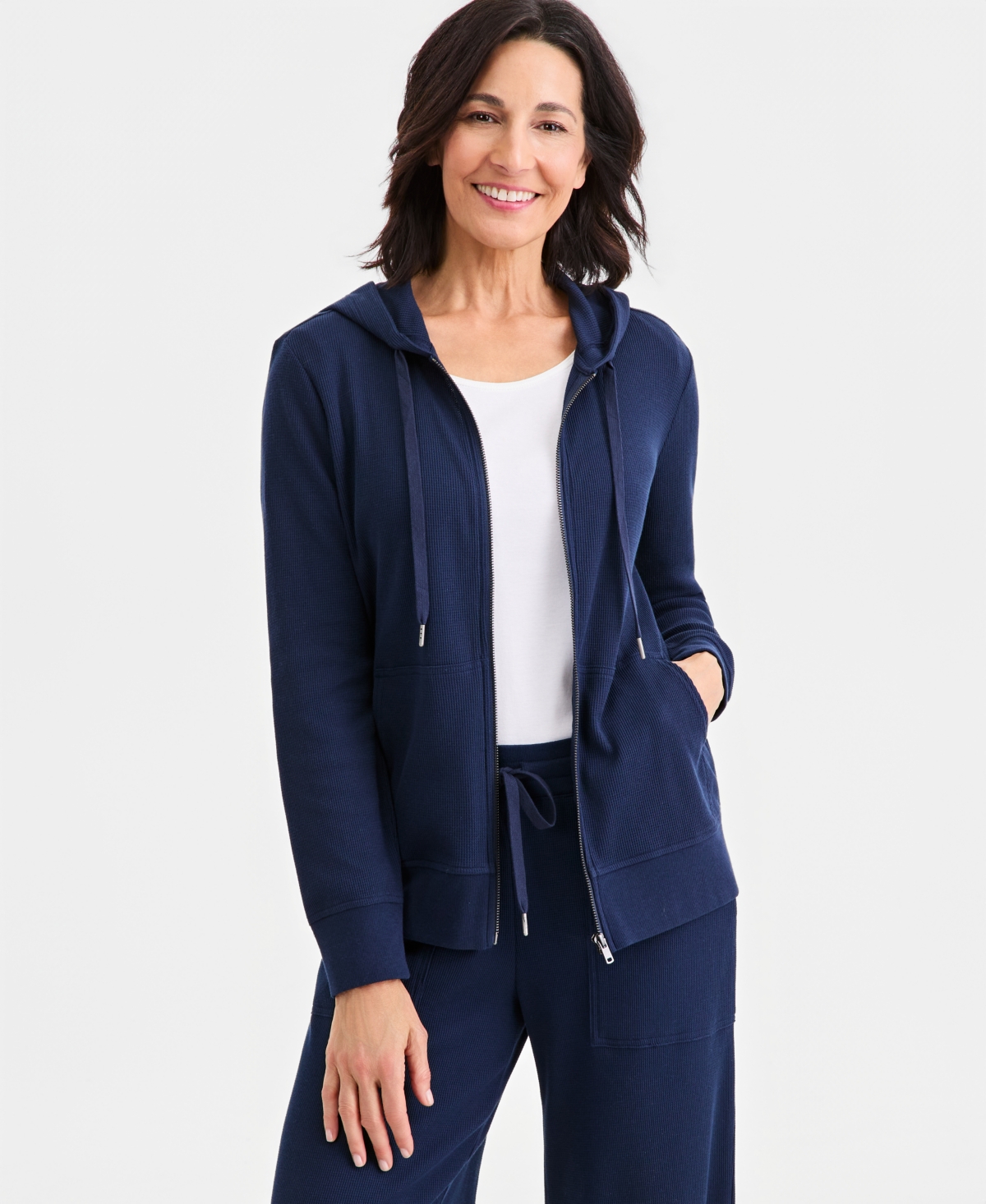 Click here for Style & Co Womens Waffle-Knit Full-Zip Hoodie  Mac... prices