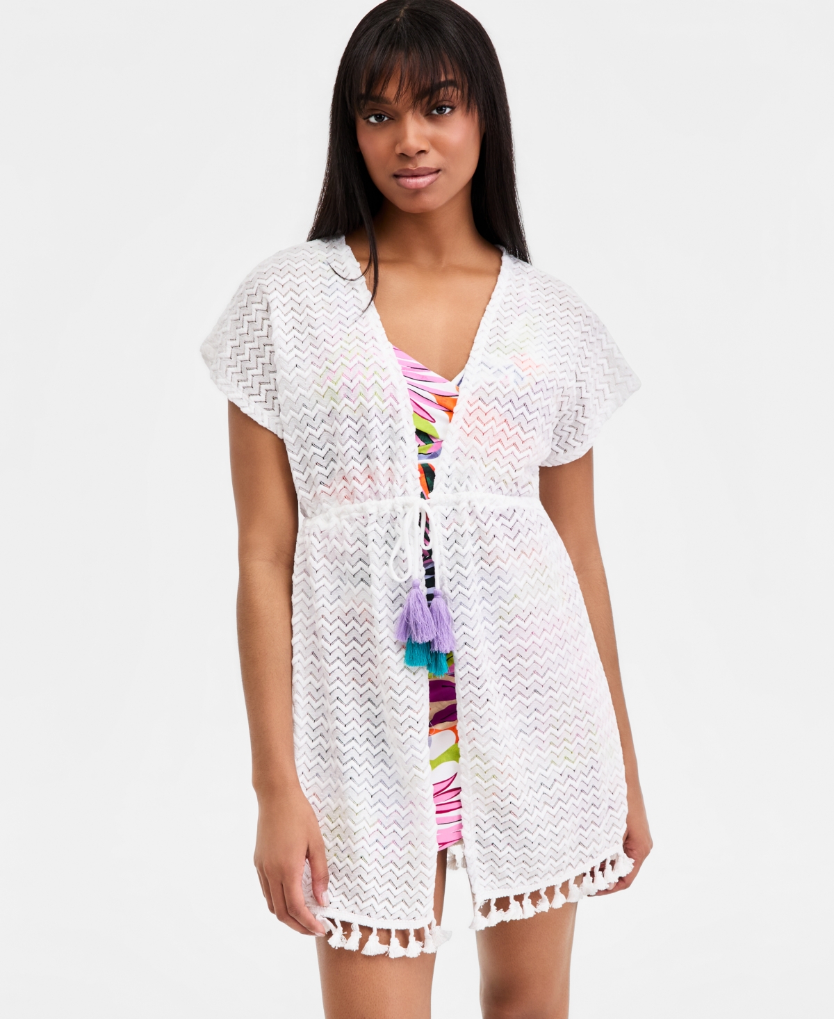 Click here for Miken Juniors Crochet Tassel-Trimmed Tie-Front Kim... prices