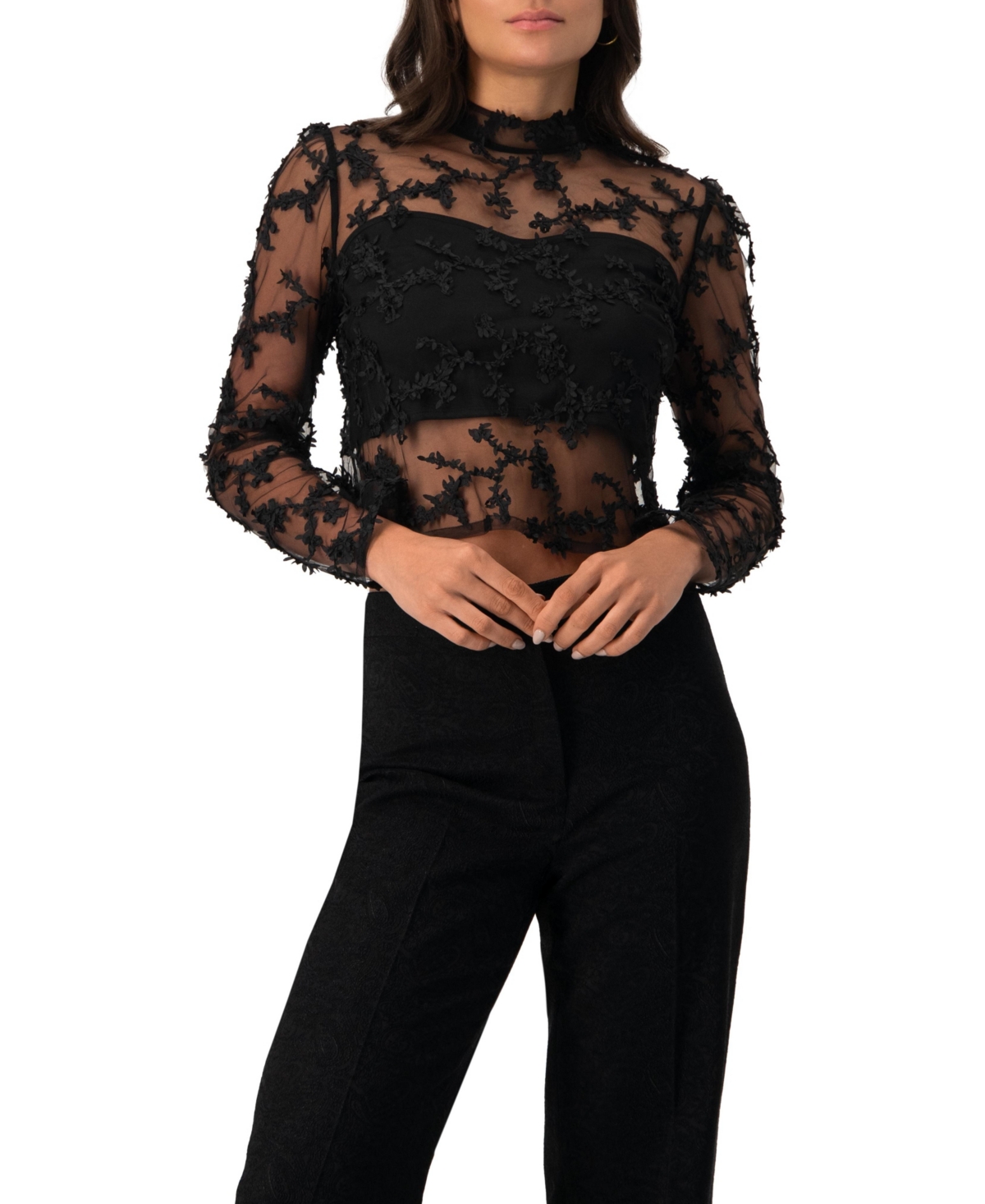 Click here for Ivonne Womens Textured Straight Blouse - Black prices