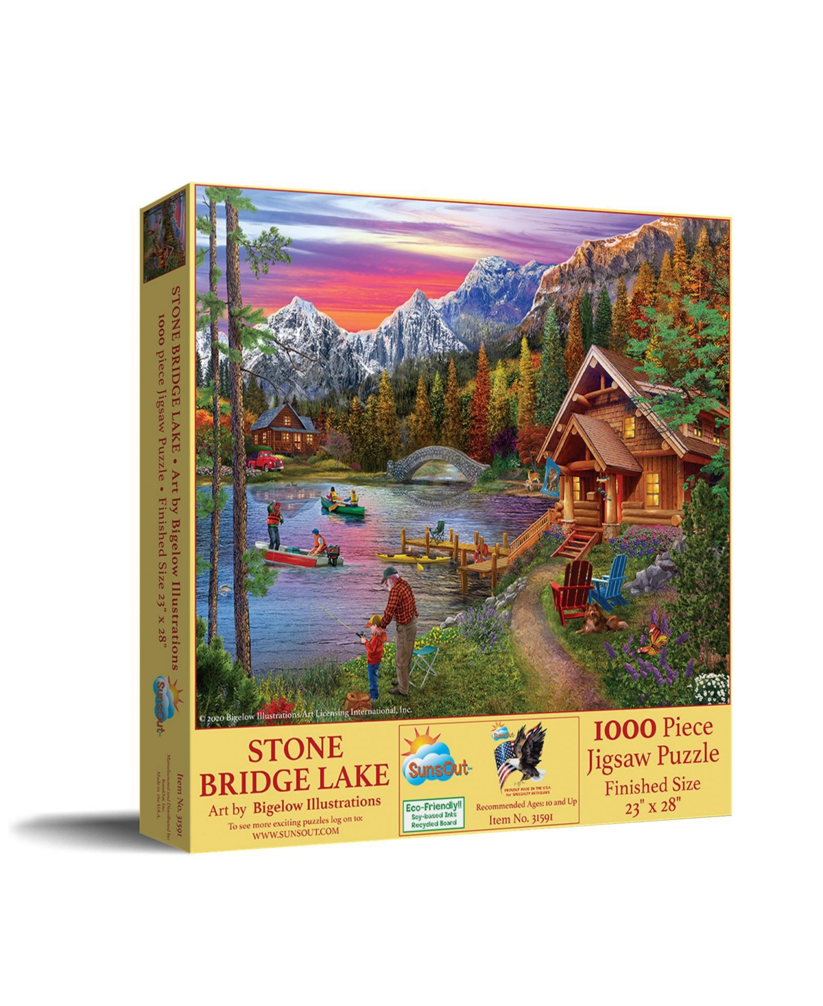 Click here for SunsOut Stone Bridge Lake 1000 piece Jigsaw Puzzle... prices