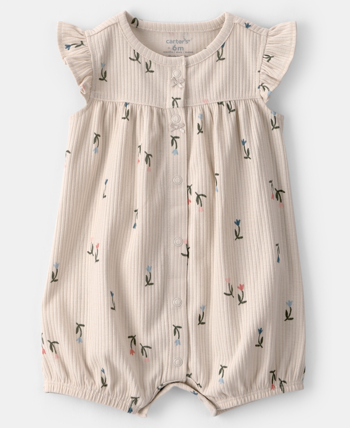 Click here for Carters Baby Girls Floral Print Flutter-Sleeve Rom... prices