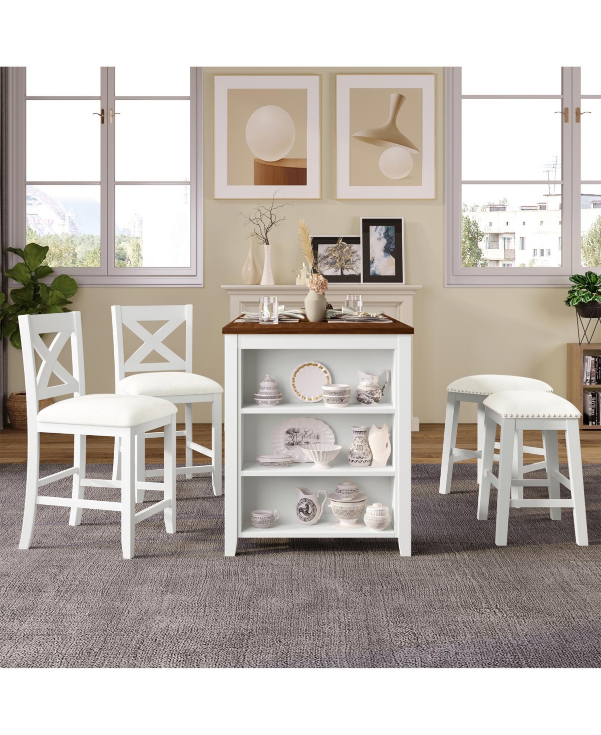 Click here for Streamdale 5 Pieces Counter Height Rustic Farmhous... prices