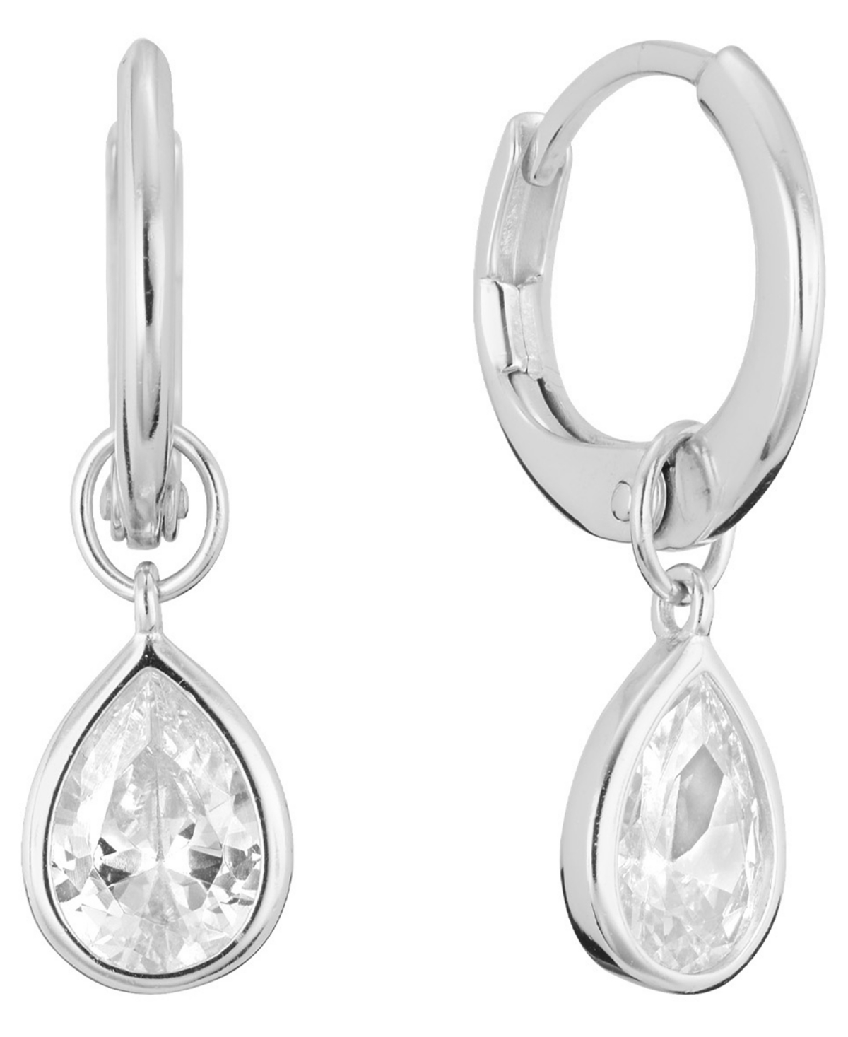 Click here for Macys Cubic Zirconia Pear Drop Huggie Hoop Earring... prices