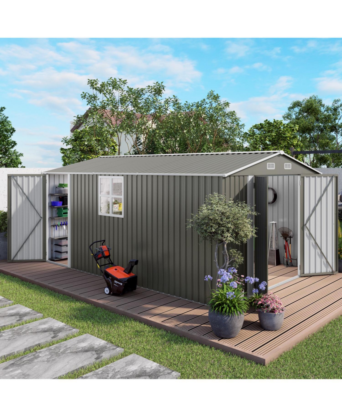 Click here for Streamdale Furniture 10x14 Metal Storage Shed  Loc... prices