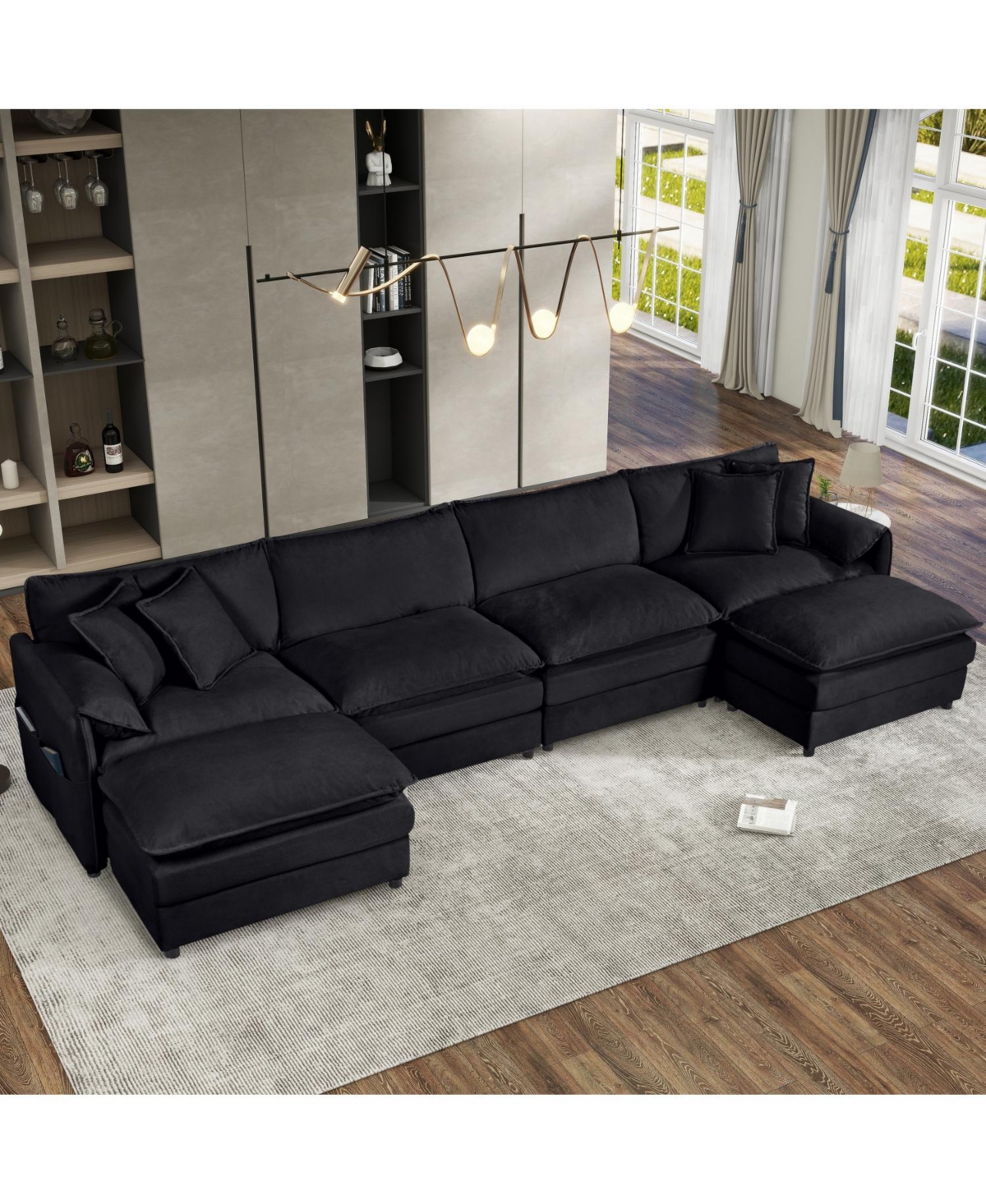 Click here for Streamdale Furniture Black Chenille Modular Sectio... prices