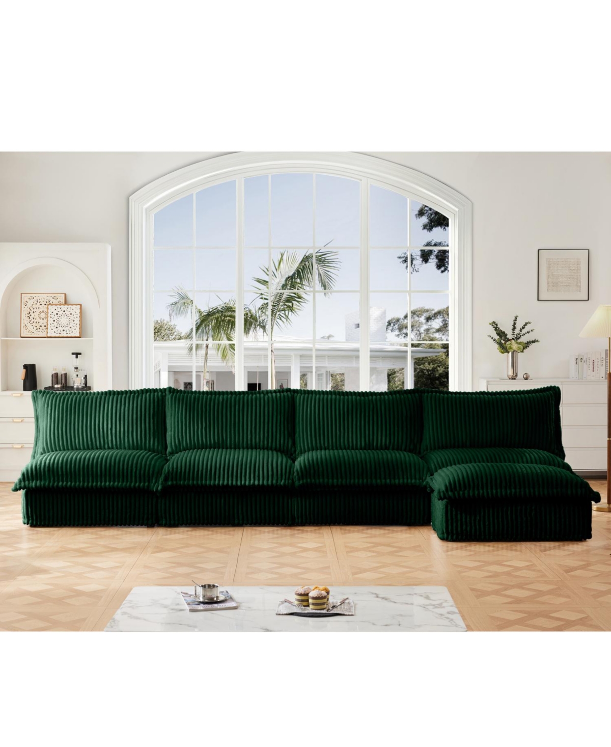 Click here for Streamdale Furniture Green Corduroy Modular Sectio... prices