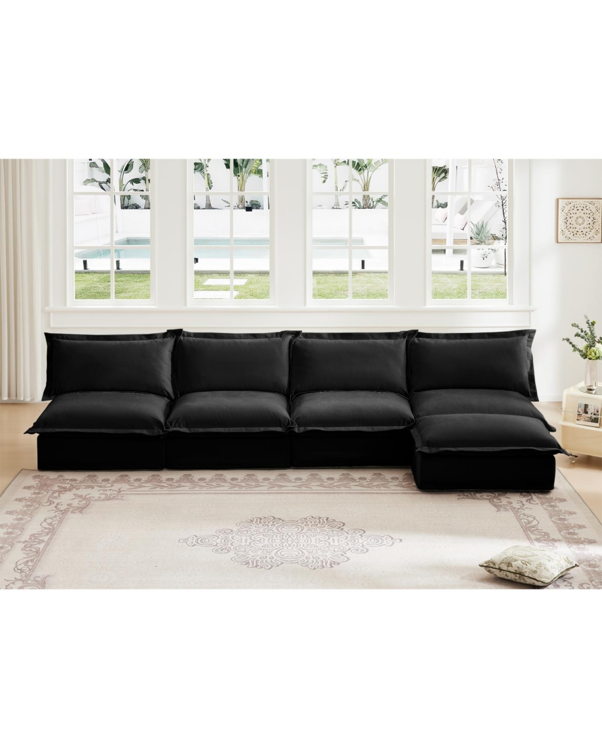 Click here for Streamdale Furniture Black Chenille Modular Sectio... prices