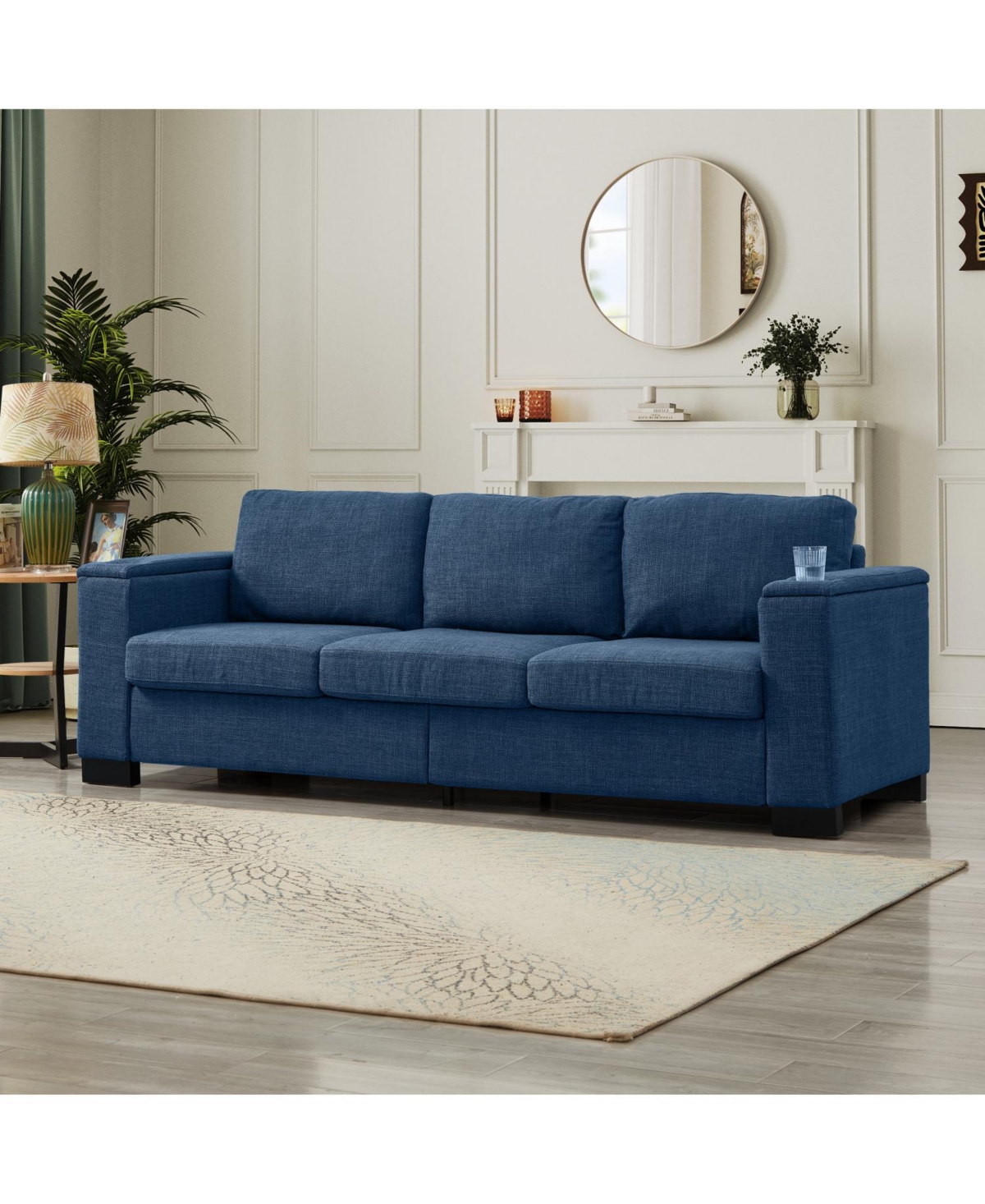 Click here for Streamdale Furniture Modern Blue Sofa with Cup Hol... prices