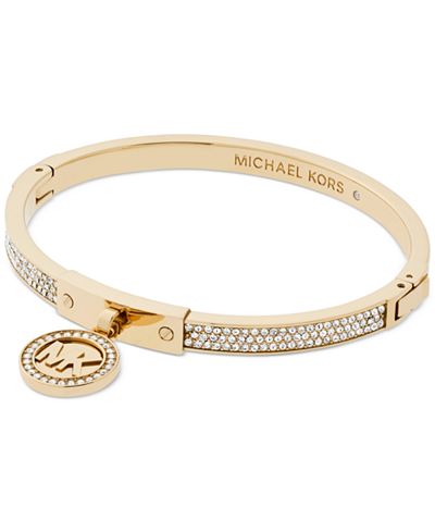 Michael Kors Logo Pavé Hinged Bangle Bracelet - Jewelry & Watches - Macy's