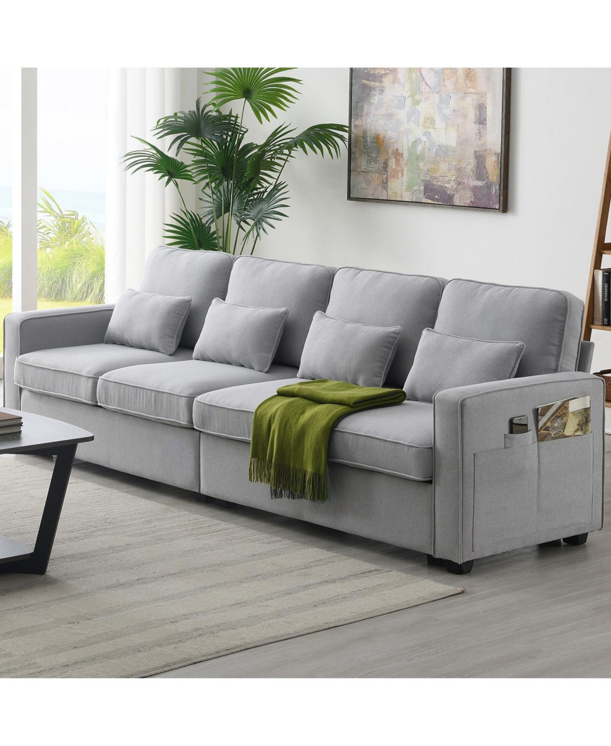 Click here for Streamdale Furniture 4-Seater Linen Sofa with Armr... prices