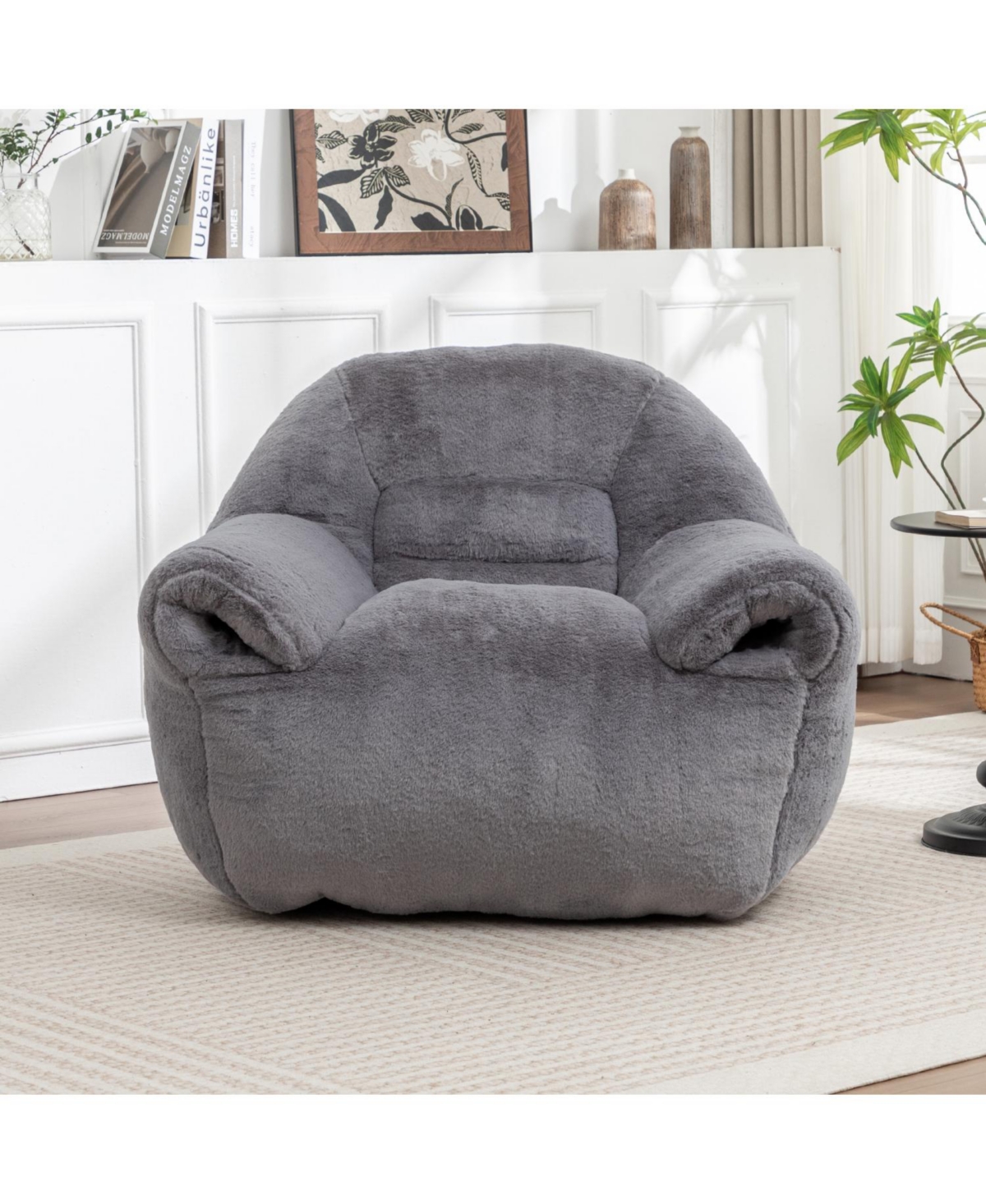 Click here for Streamdale Furniture Comfy Grey Faux Fur Bean Bag... prices