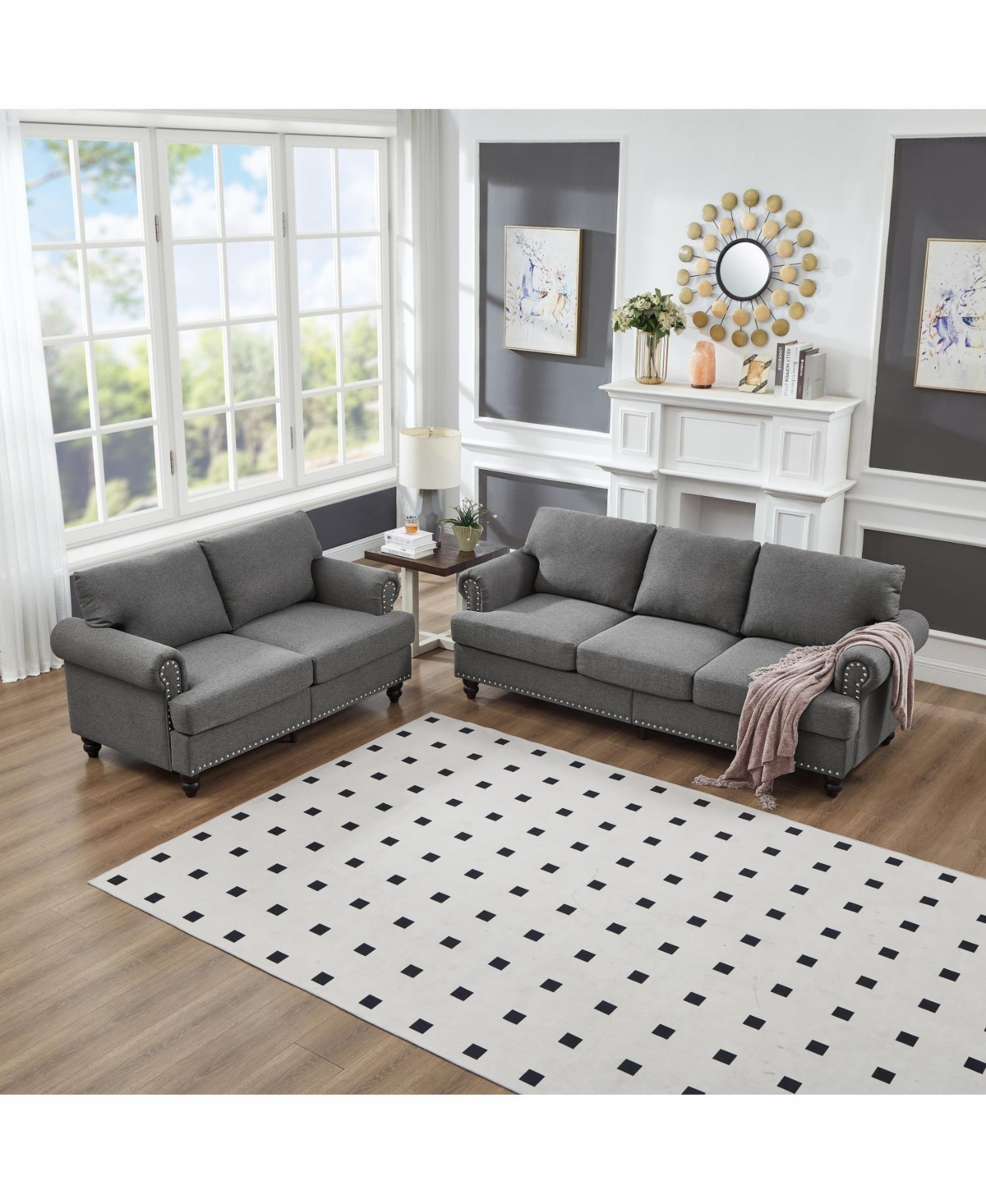 Click here for Streamdale Modern Classic Grey Sofa 2+3 Seater - G... prices