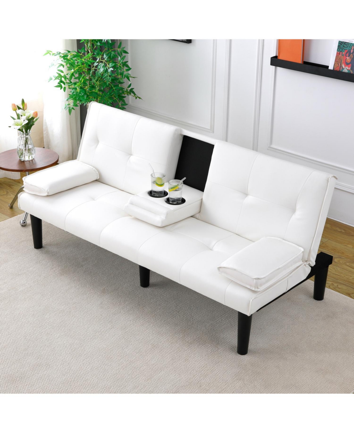 Click here for Streamdale Furniture 67" White Pvc Sofa Bed -... prices