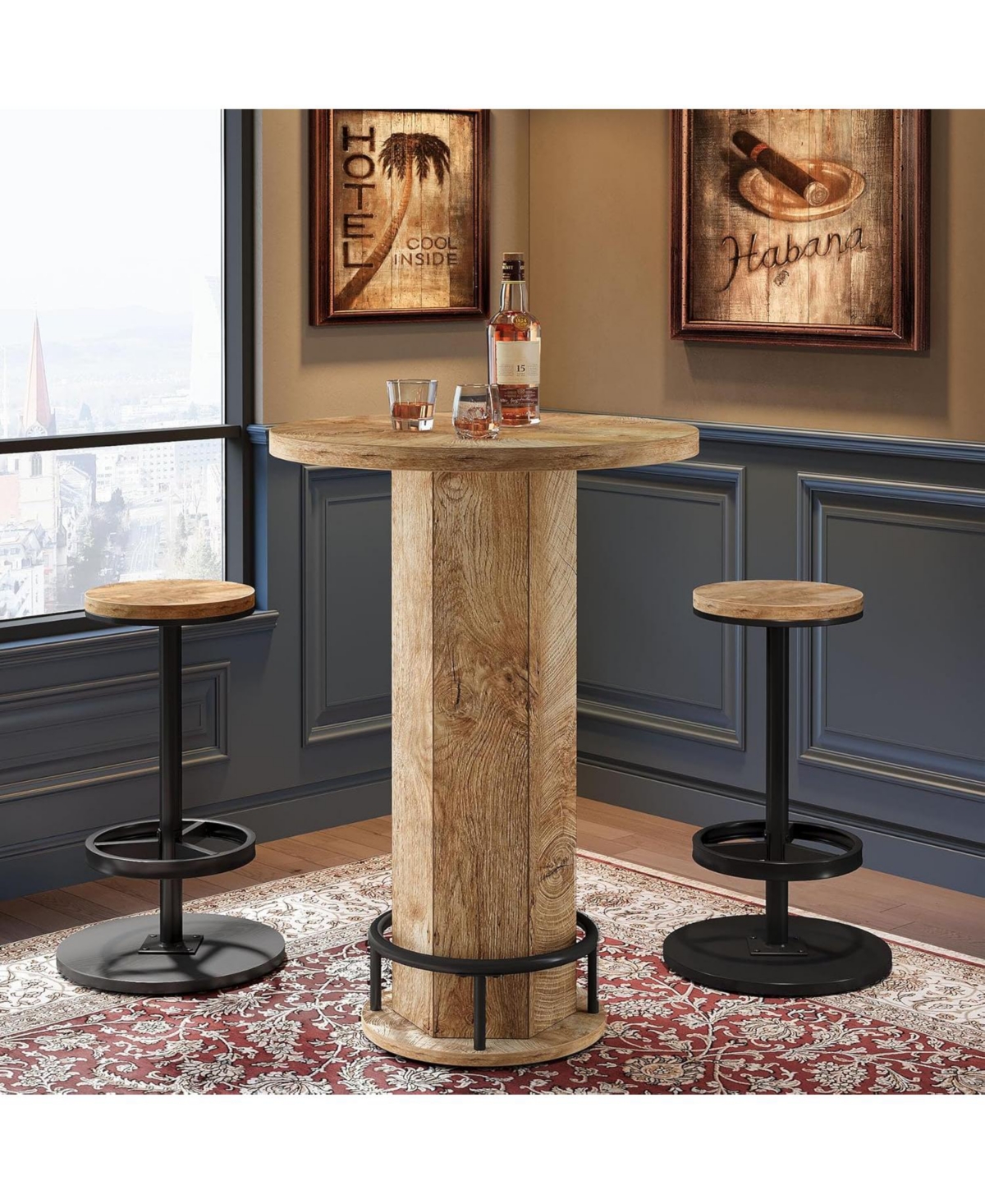 Click here for Tribesigns Round Bar Table with Chairs  Industrial... prices